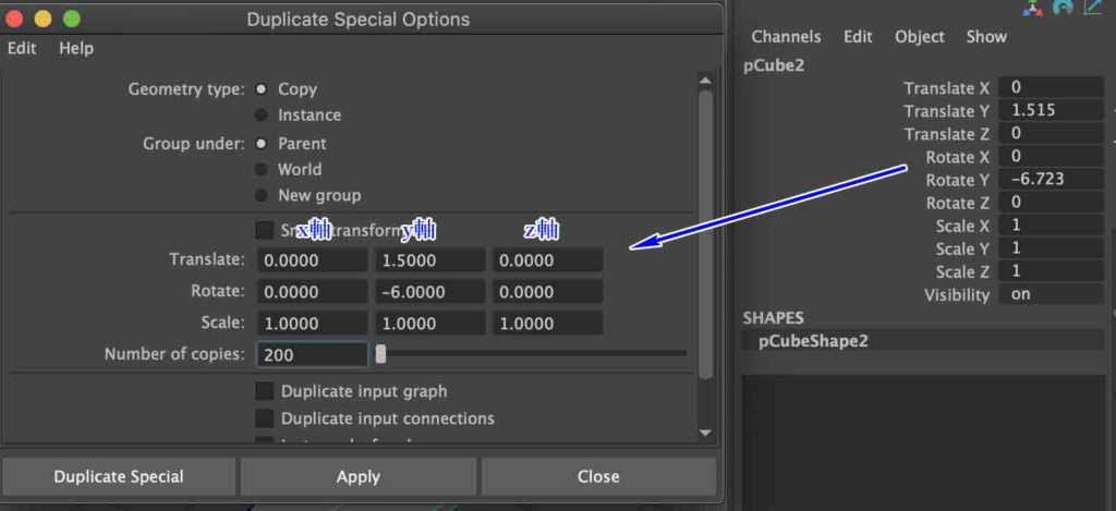 DuplicateSpecial(特殊な複製)で螺旋階段を作る方法【MAYA】 | ナツヲカケル−兼業クリエイター雑記−
